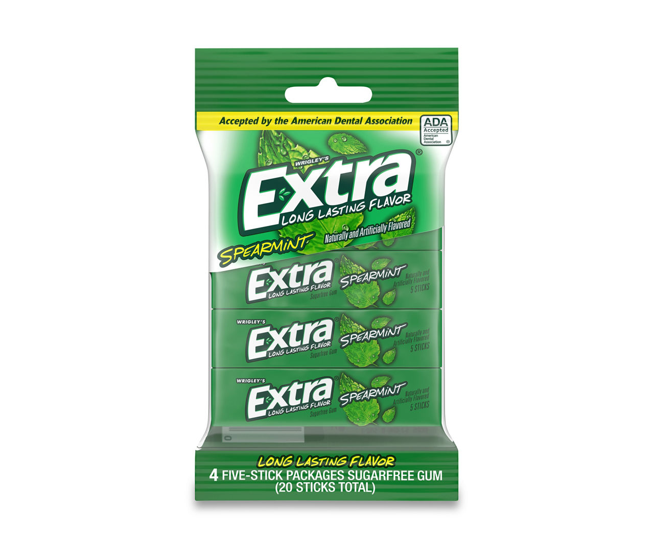 Wrigley's Extra EXTRA Gum Spearmint Sugar Free Chewing Gum, 5 Stick ...