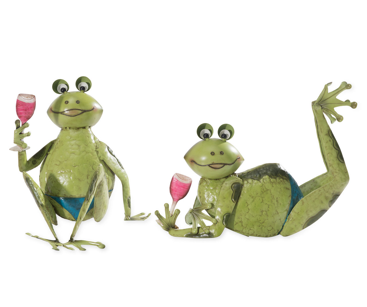 Wine Drinking Frogs 2-Piece Metal Garden Decor Set | Big Lots