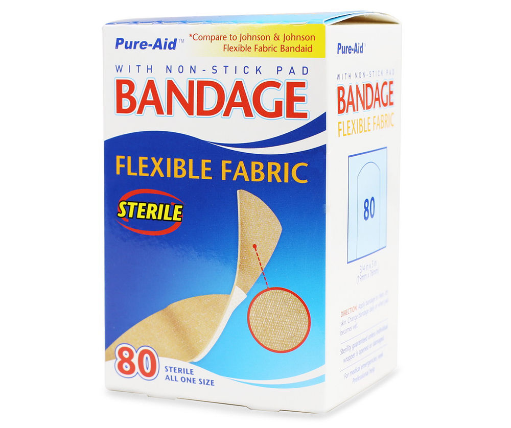 Pure Aid Flexible Fabric Bandages, 80-Count | Big Lots