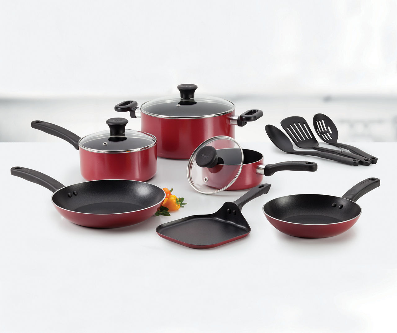 T-Fal 12-Piece Red Cookware Set | Big Lots