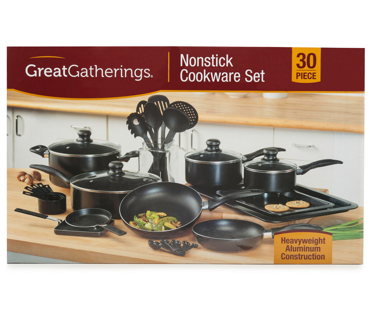 Great Gatherings Black Aluminum Cookware 30-Piece Set | Big Lots