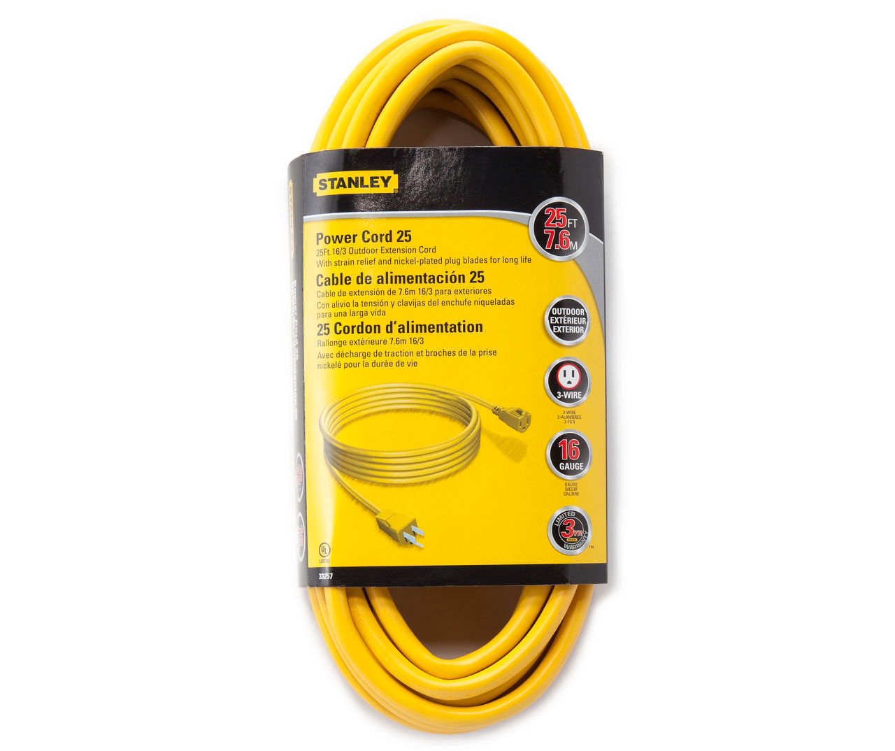 Stanley 25' Yellow Outdoor Power Cord | Big Lots
