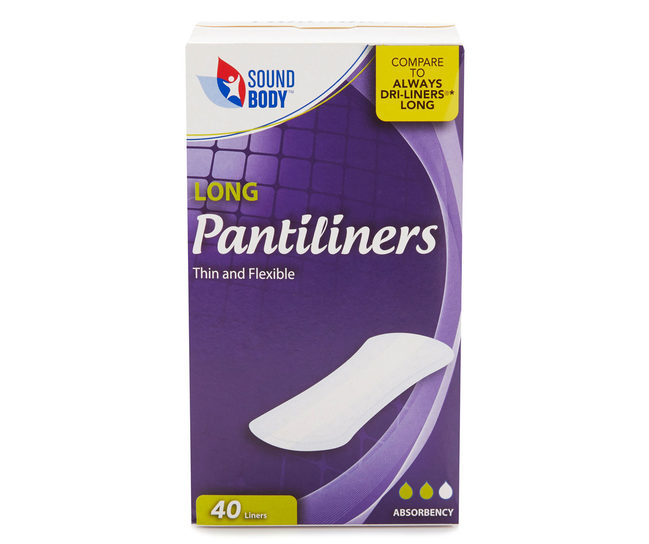 Sound Body Long Panty Liner, 40-Count | Big Lots