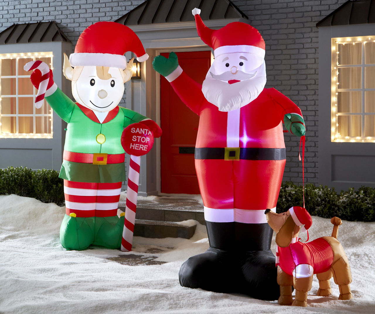 8' LED Inflatable Santa & Puppy | Big Lots