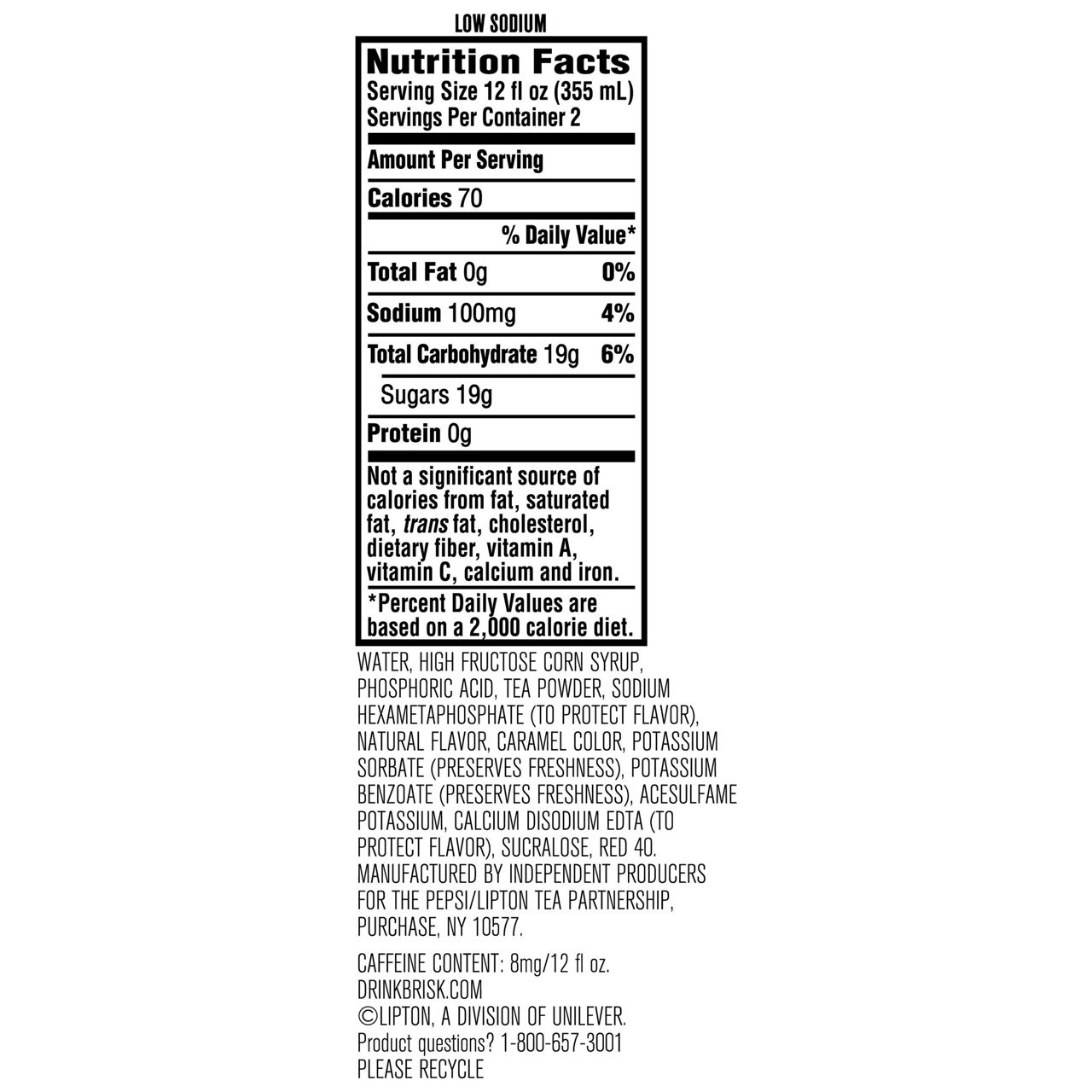 LIPTON BRISK Brisk Iced Tea Sweet 24 Fl Oz | Big Lots