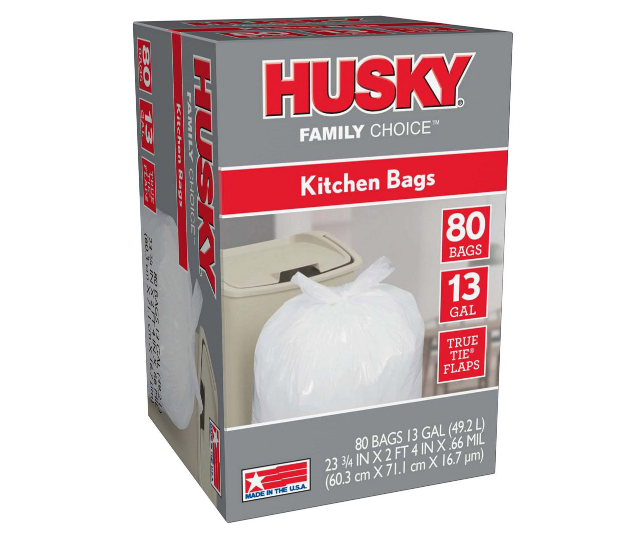 Husky 13-Gallon True Tie Kitchen Bags, 80-Count | Big Lots