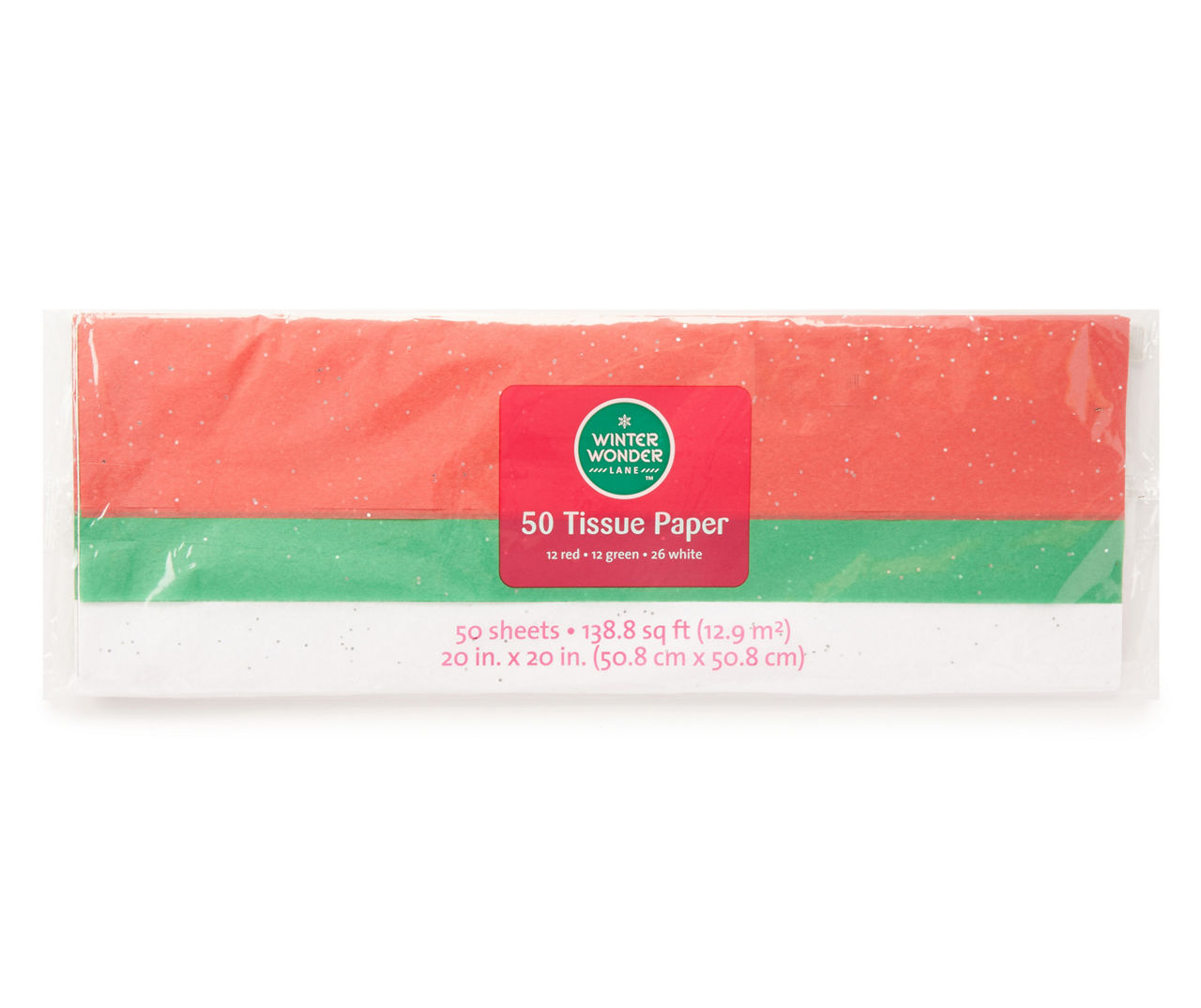 Winter Wonder Lane Red, Green & White Sequin Tissue Paper, 50-Count ...