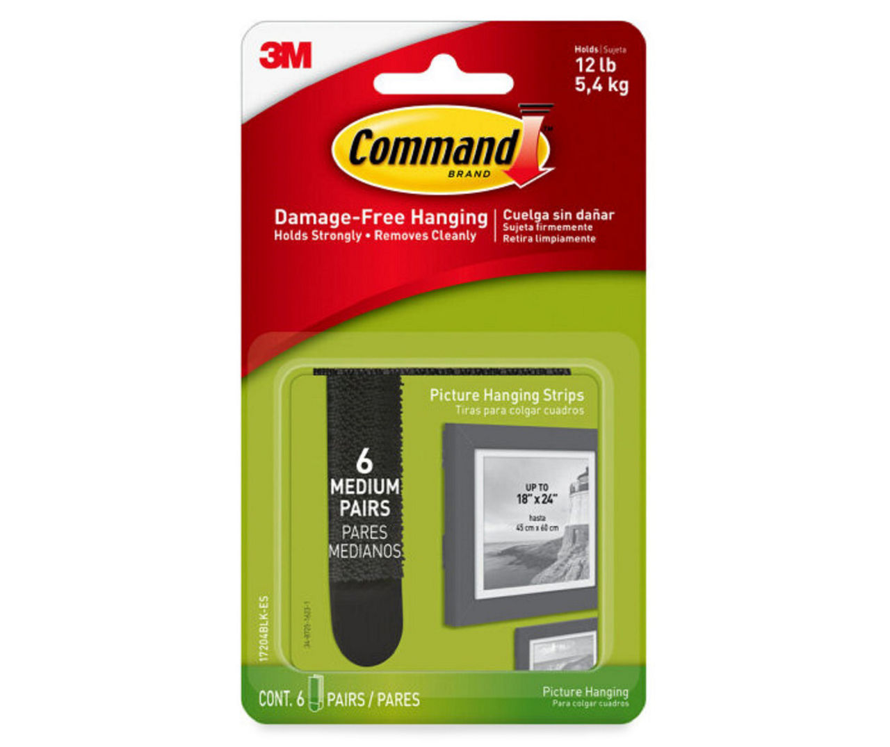 3M Command Black Medium Picture Hanging Strips, 6-Pairs | Big Lots