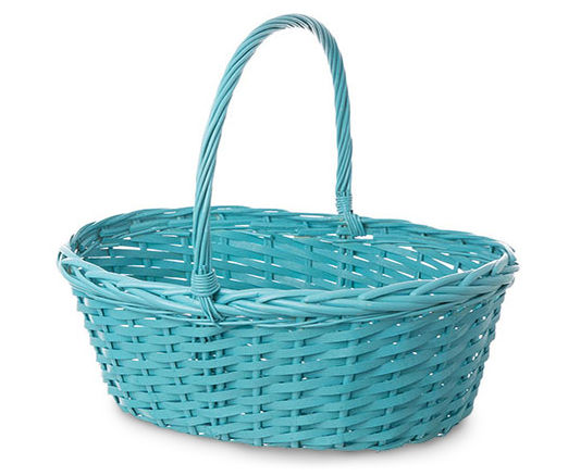 Large Blue Glitter Wicker Easter Basket | Big Lots