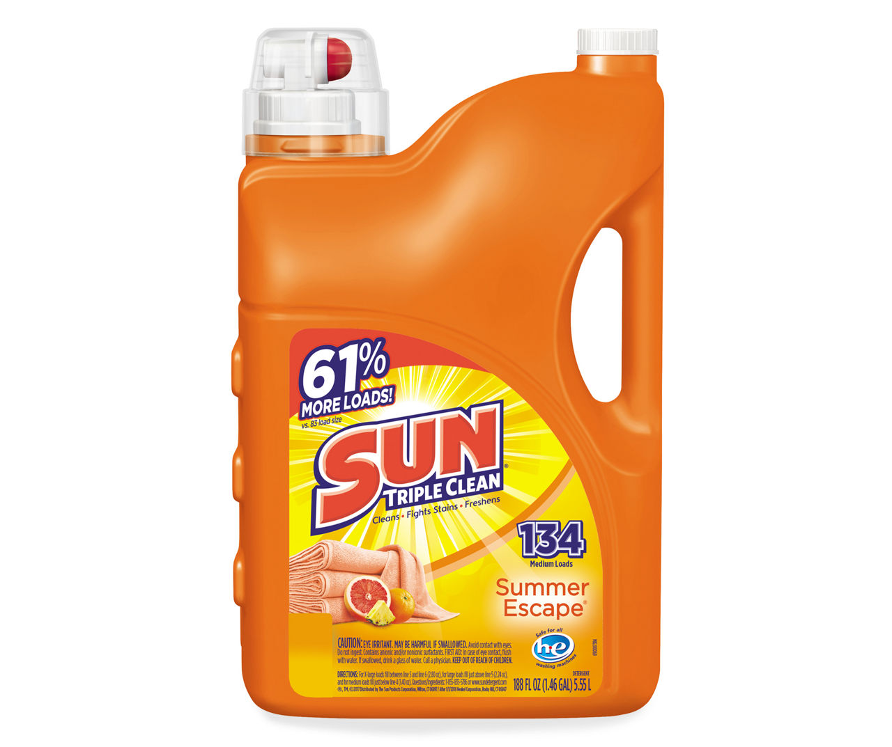 Sun Sun Triple Clean Summer Escape Laundry Detergent 188 fl. oz. Jug ...