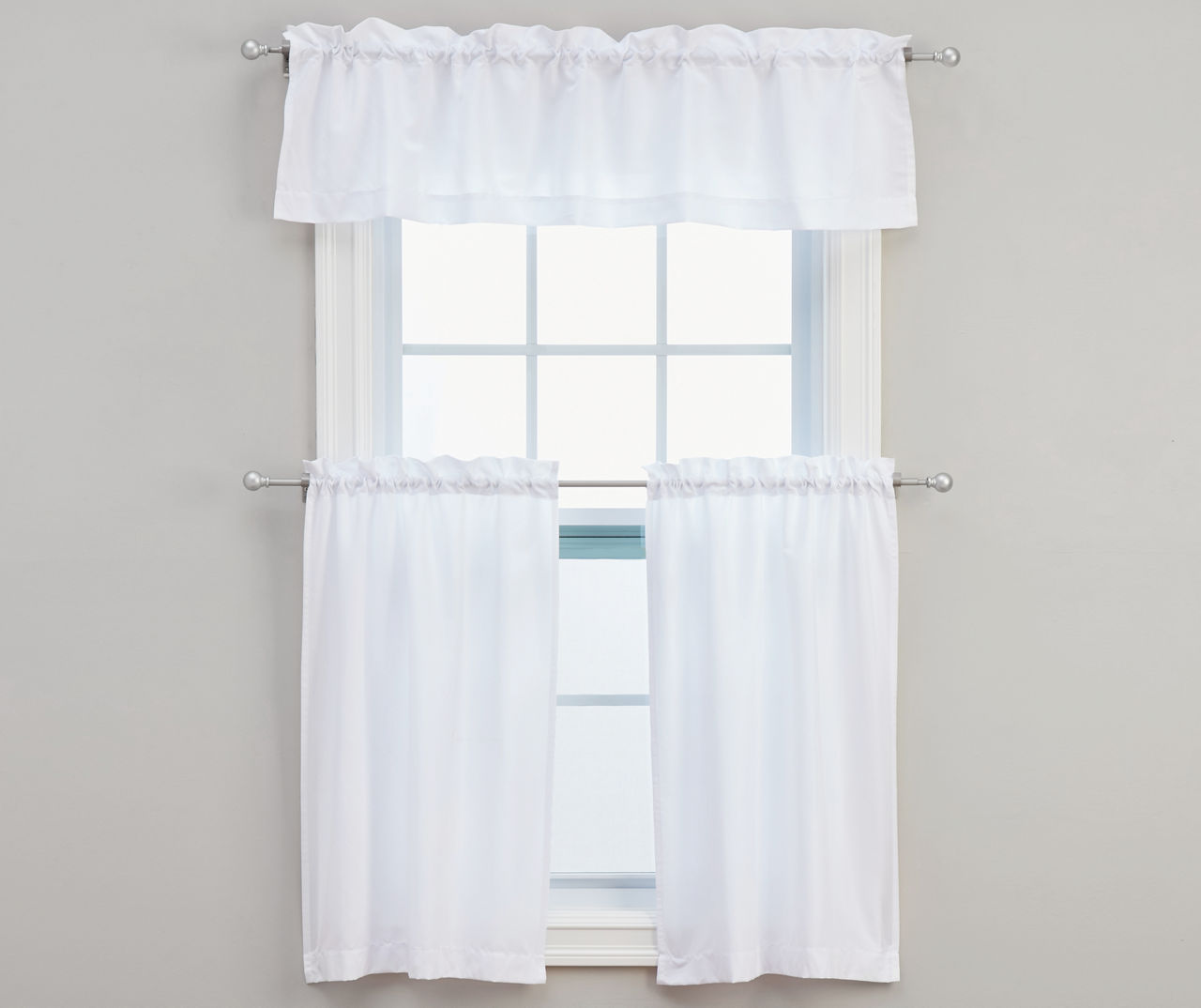 Marla Ivory Kitchen Tier Valance 3 Piece Set
