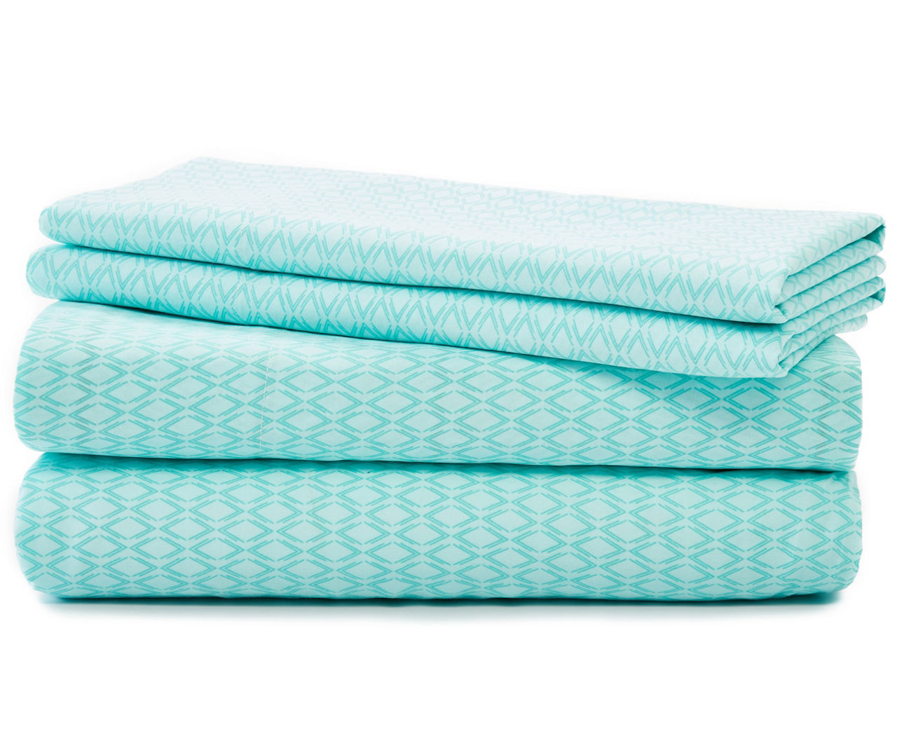 Just Home Mint Diamond 4-Piece Queen Printed Sheet Set | Big Lots
