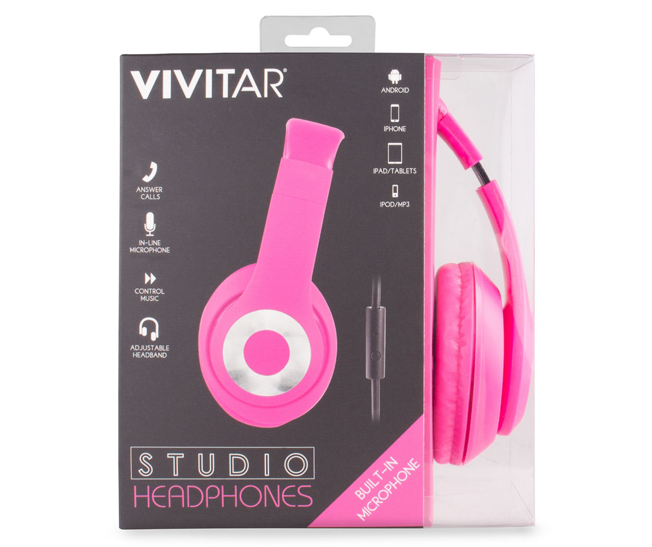 Vivitar Pink Neon Studio Headphones | Big Lots