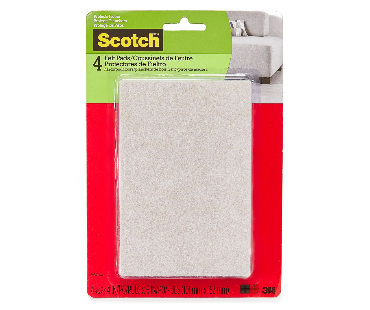 3M Beige Rectangular Felt Pads, 4-Count | Big Lots