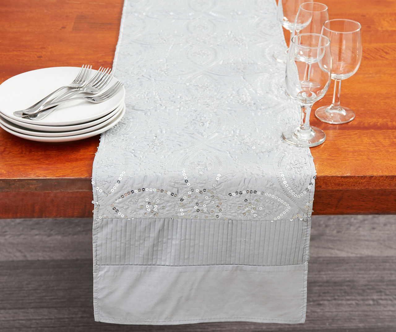 Silver Sequin Christmas Table Runner, (72" x 13") | Big Lots