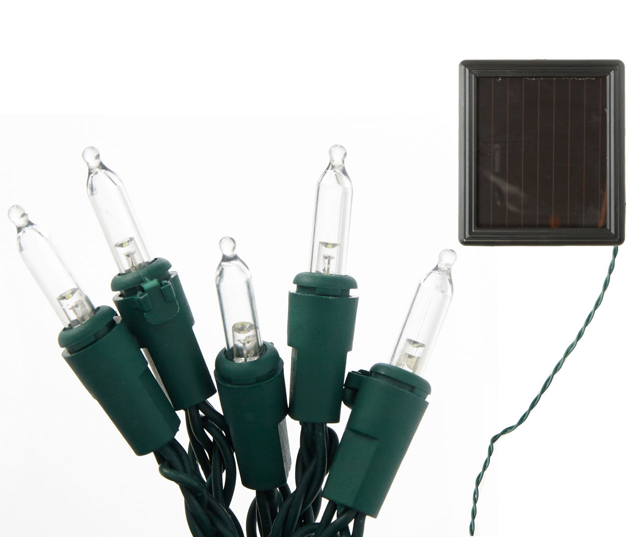 Winter Wonder Lane Cool White LED Solar Mini Light Set on Green Wire ...