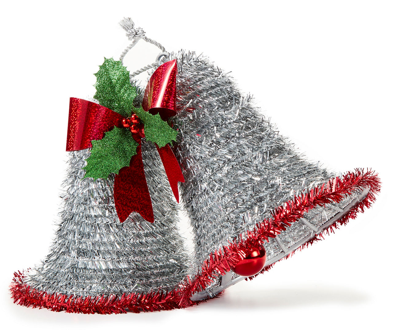 Winter Wonder Lane Silver & Red Tinsel Bells | Big Lots