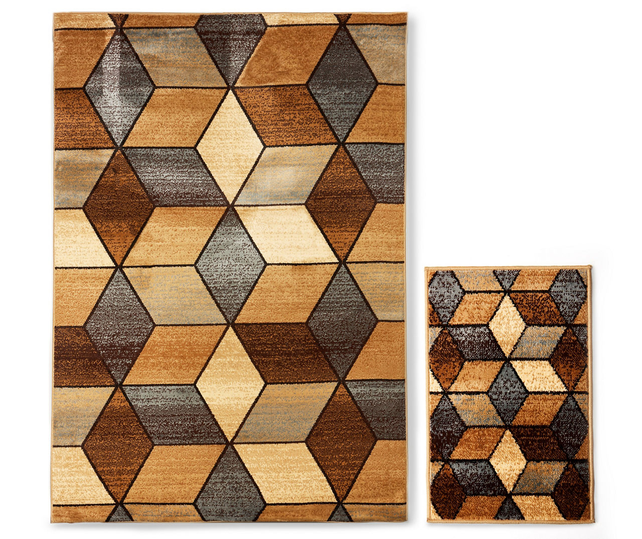 Angled Graph 2-Piece Rug Set, (20" x 30" & 5' x 6'7") | Big Lots