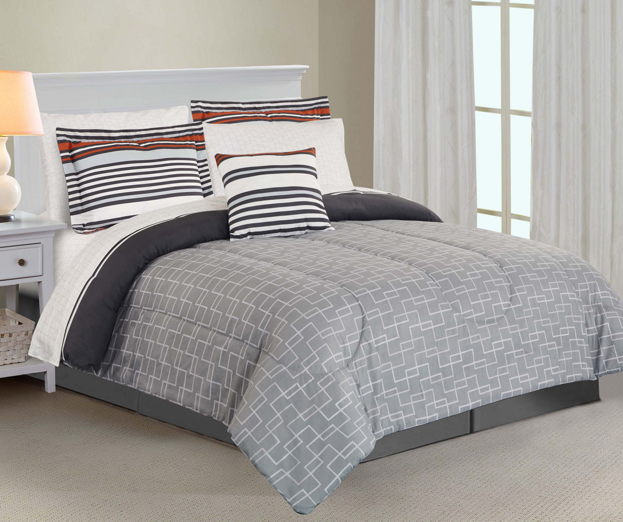 Just Home Geary Rust Queen 8-Piece Reversible Comforter Set | Big Lots