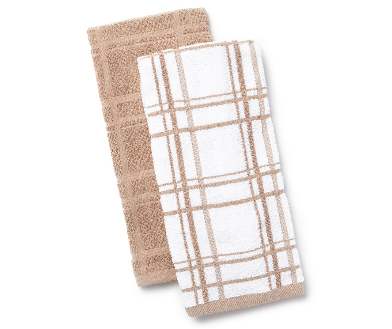Sunbeam Tan Solid & Stripe Kitchen Towels, 2-Pack | Big Lots
