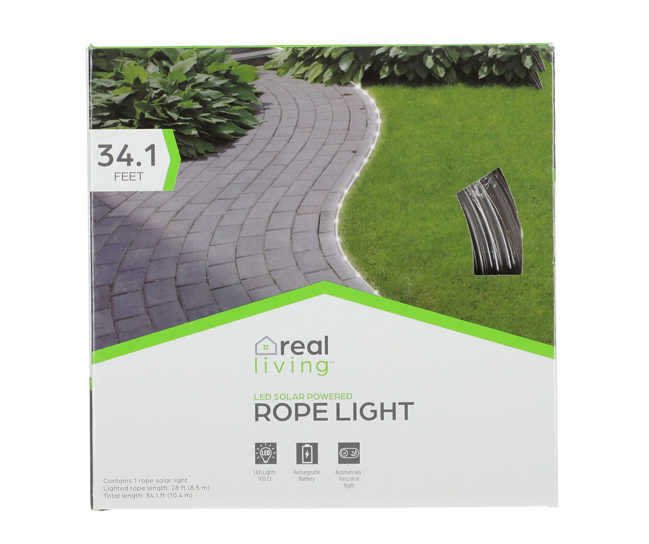 Real Living 28' Cool White LED Solar Rope Light | Big Lots