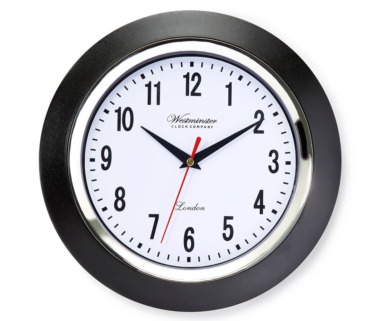 Black Clock with Chrome Trim, (10") | Big Lots