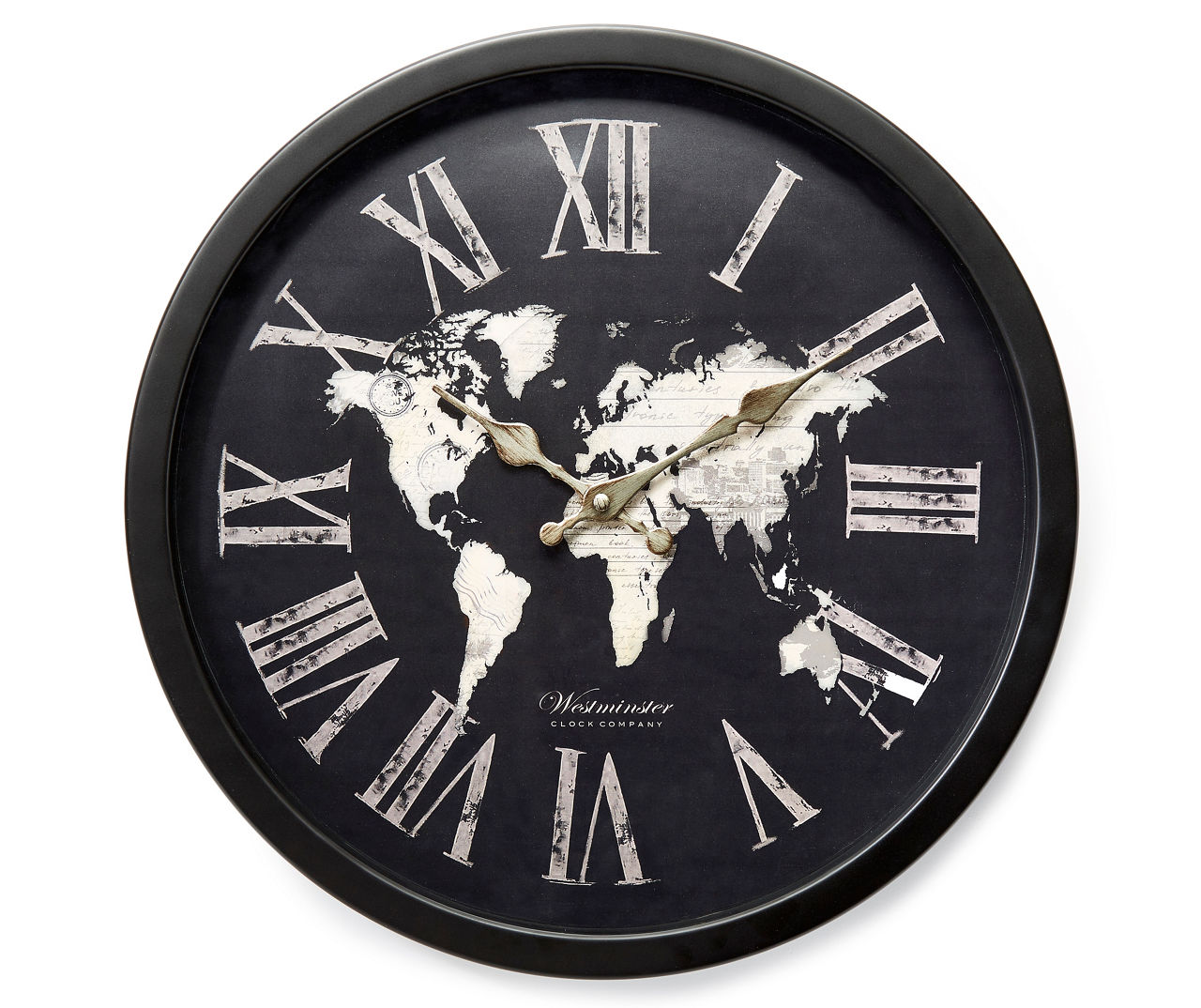 World Map Black Clock, (15.75") | Big Lots