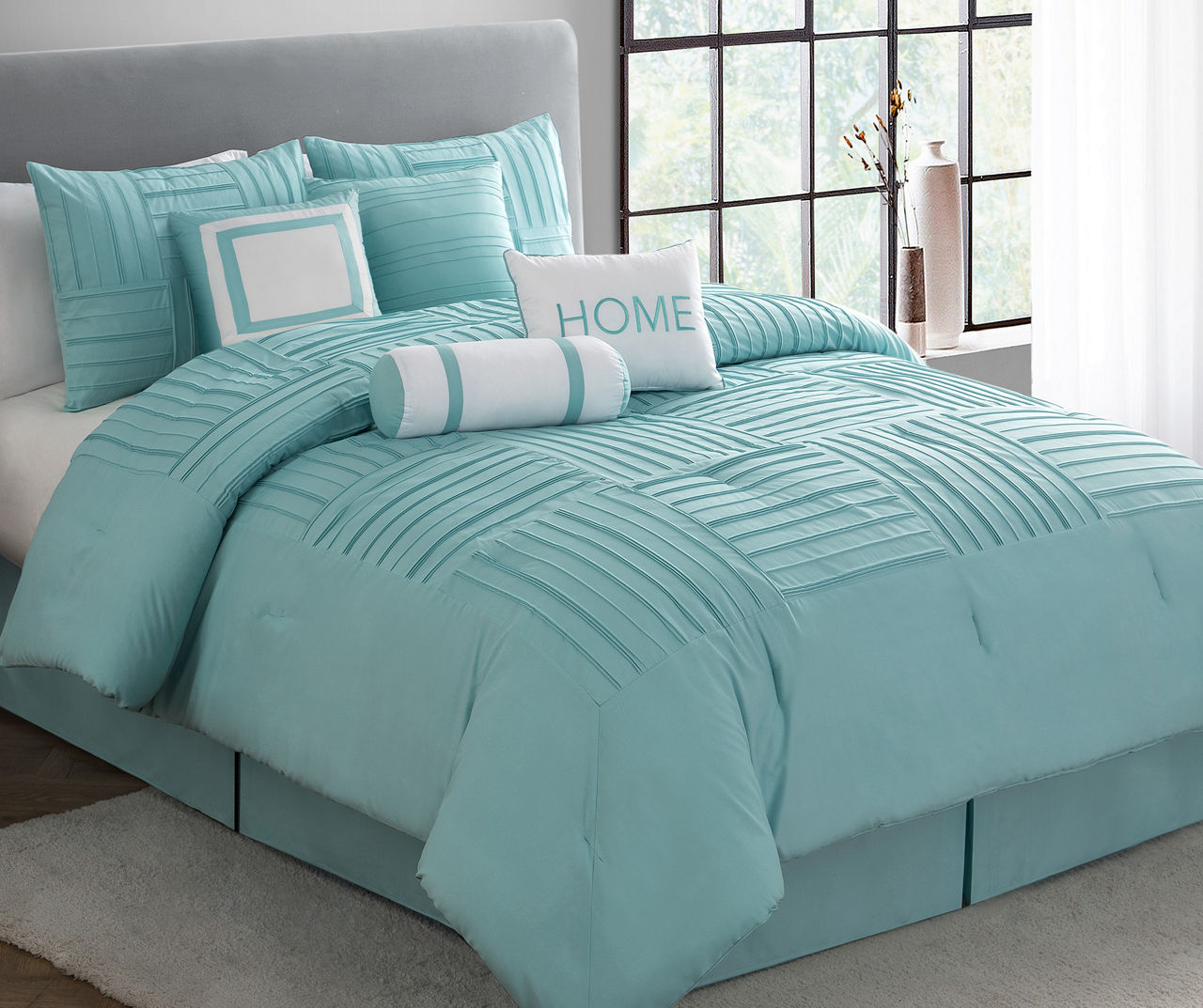 Aprima Aprima Spa Blue Pleated 8-Piece Comforter Sets | Big Lots