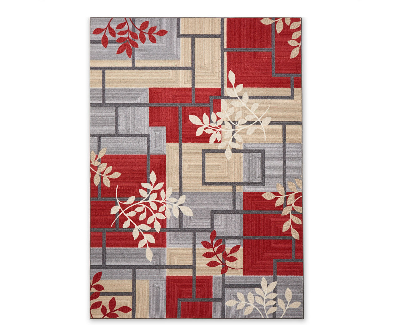 Living Colors Maxine Red & Gray Geometric Vine Area Rug, (7' x 10 ...