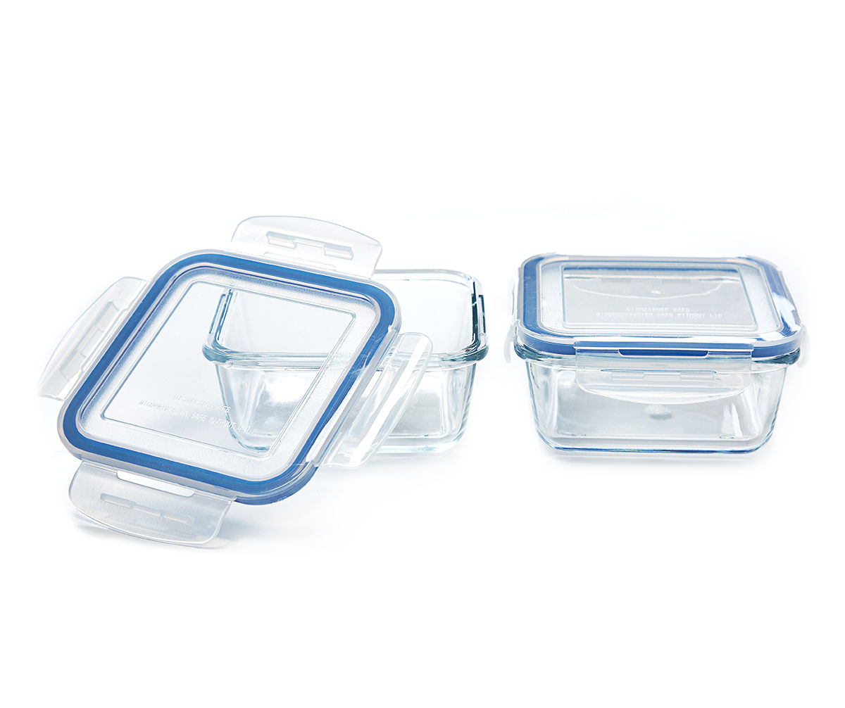 Circleware Snap Lid Square Glass Container Set, 2-Piece | Big Lots