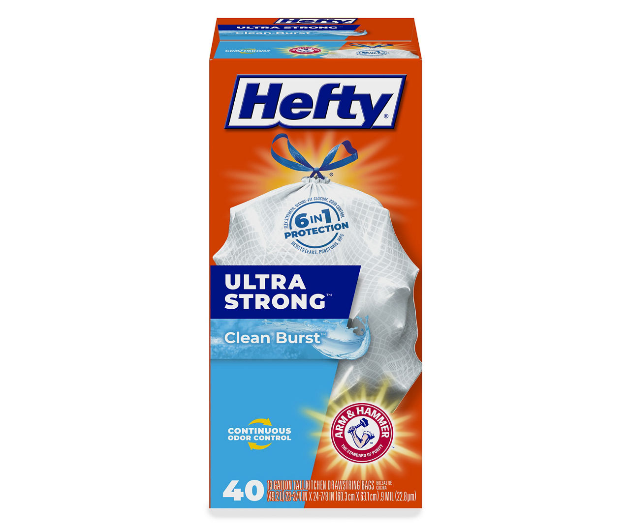 Hefty Hefty Ultra Strong 13 Gallon Tall Kitchen Drawstring 40 ct Clean ...