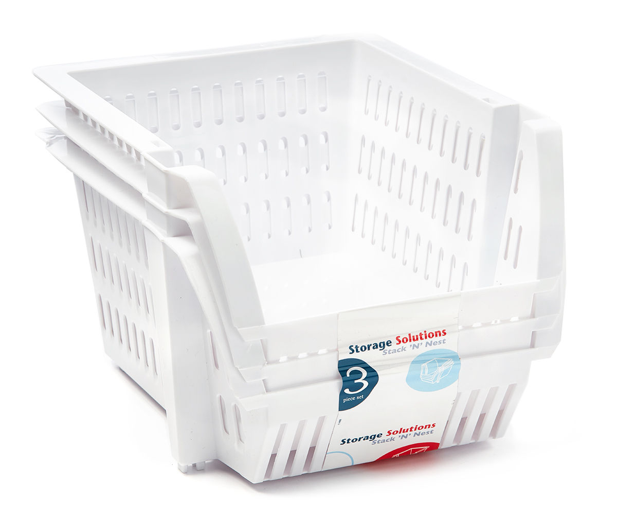 White Small Stacking Bins, 3-Pack | Big Lots