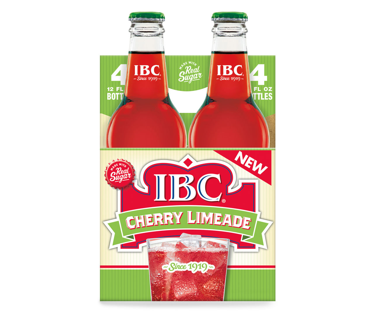 IBC IBC Cherry Limeade Made with Sugar, 12 Fl Oz Glass Bottles, 4 Pack ...