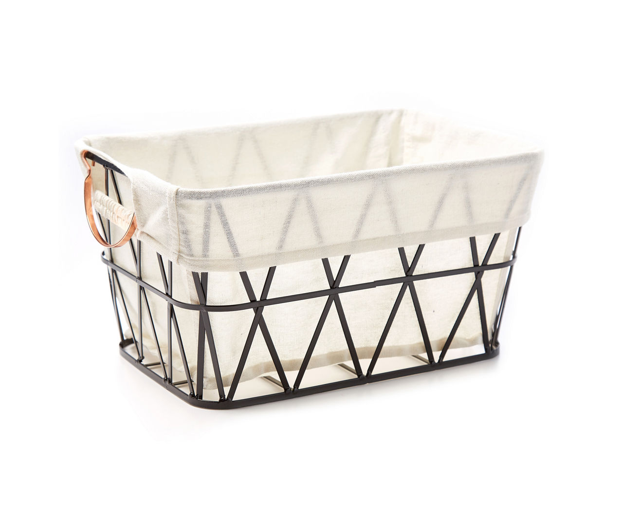 Home Essentials Small Diamond Wire Bin with Rose Gold Handles | Big Lots