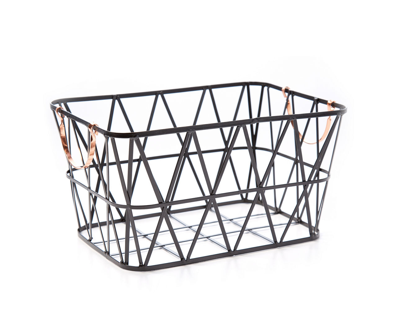 Home Essentials Small Diamond Wire Bin with Rose Gold Handles | Big Lots