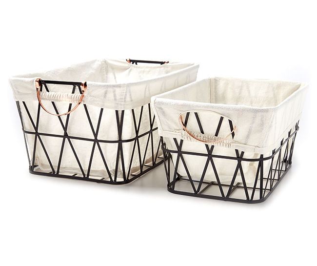 Home Essentials Small Diamond Wire Bin with Rose Gold Handles | Big Lots