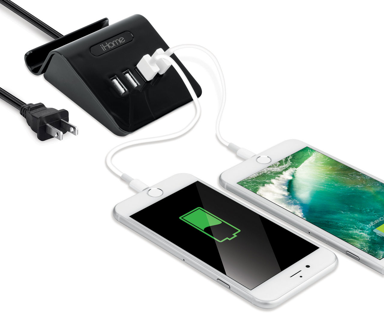iHome Black 4-Port USB Multi-Charge Adapter Hub with Stand | Big Lots