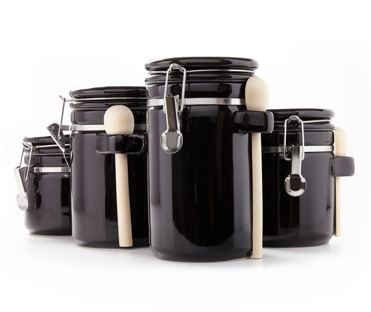 Anchor Hocking Black Storage Ceramic Canisters, 4-Piece Set | Big Lots