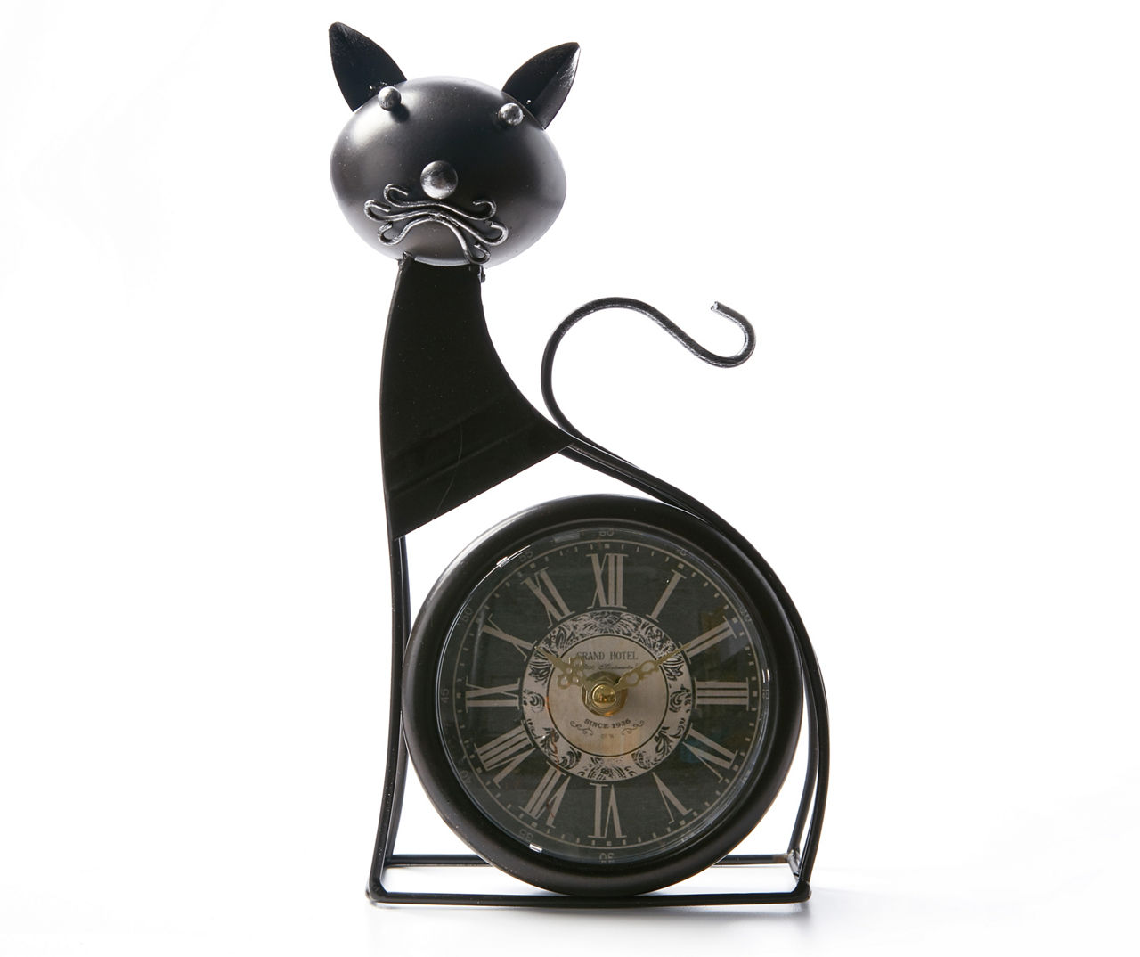 Black Metal Cat Table Clock | Big Lots