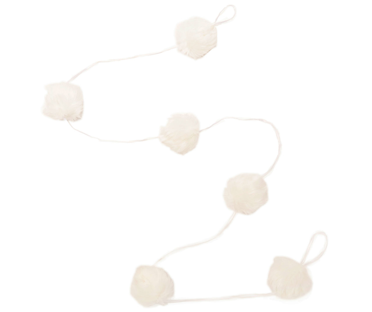 Winter Wonder Lane White Fur Ball Garland, (5'6") | Big Lots