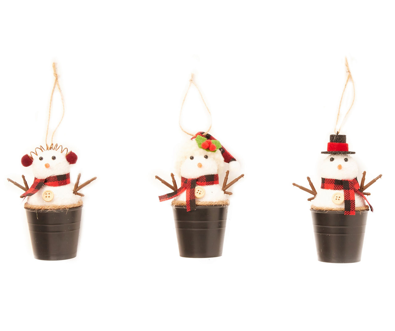 Winter Wonder Lane Snowmen in Pail Ornaments, 3-Pack | Big Lots