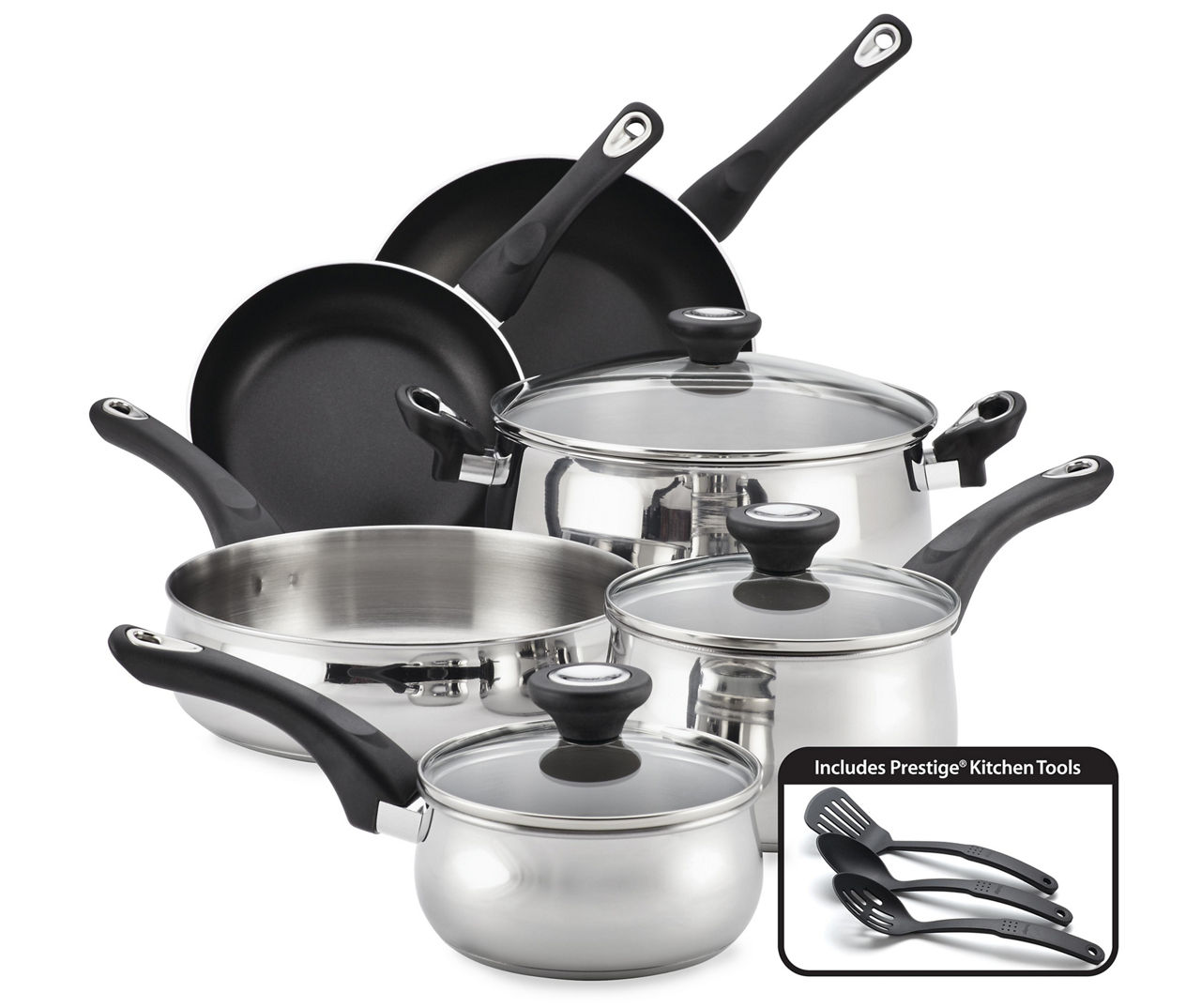 Farberware New Traditions 12-Piece Stainless Steel Cookware Set | Big Lots Farberware New Traditions 12-Piece Stainless Steel Cookware Set | Big Lots