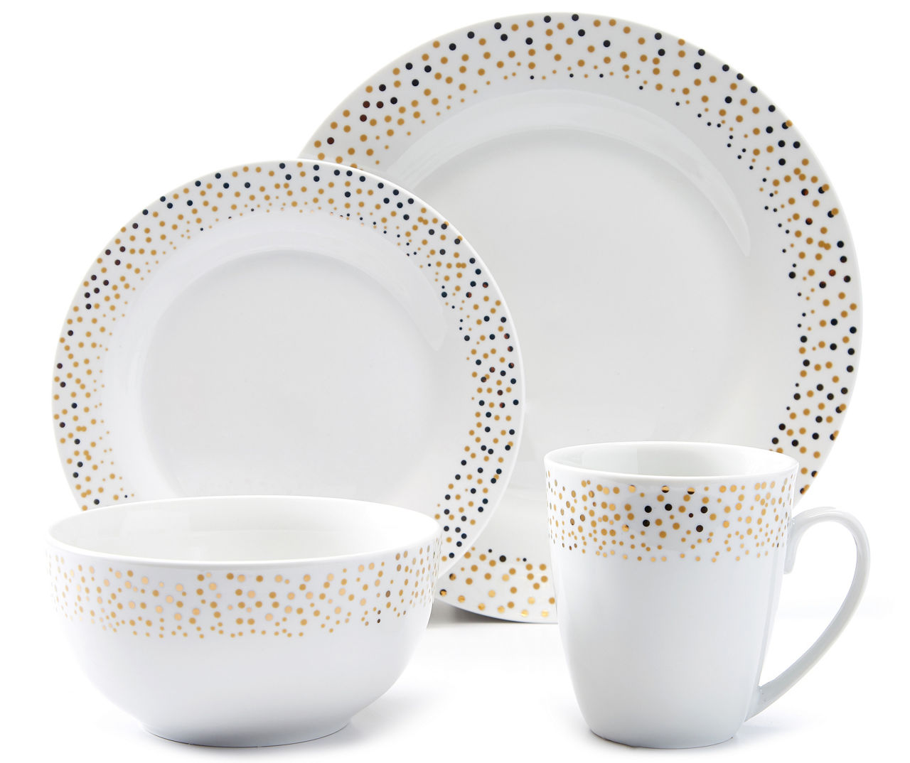 Master Cuisine White Porcelain with Gold Dots 16-Piece Dinnerware Set ...