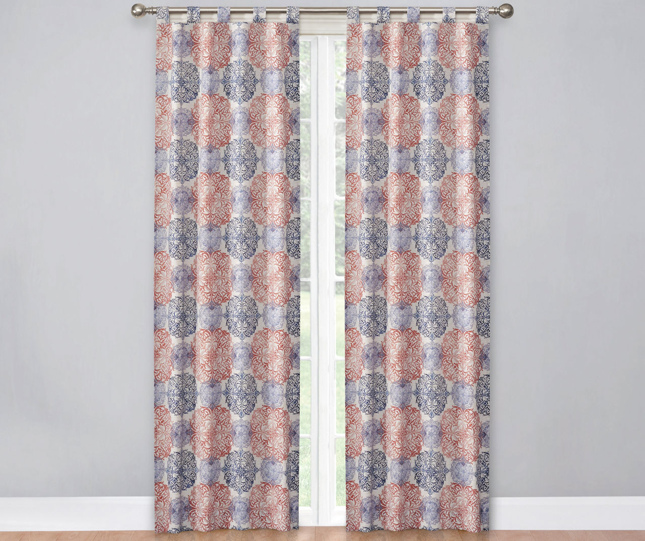 Living Colors Colorado Salmon & Blue Medallion Curtain Panel Pair, (84 ...
