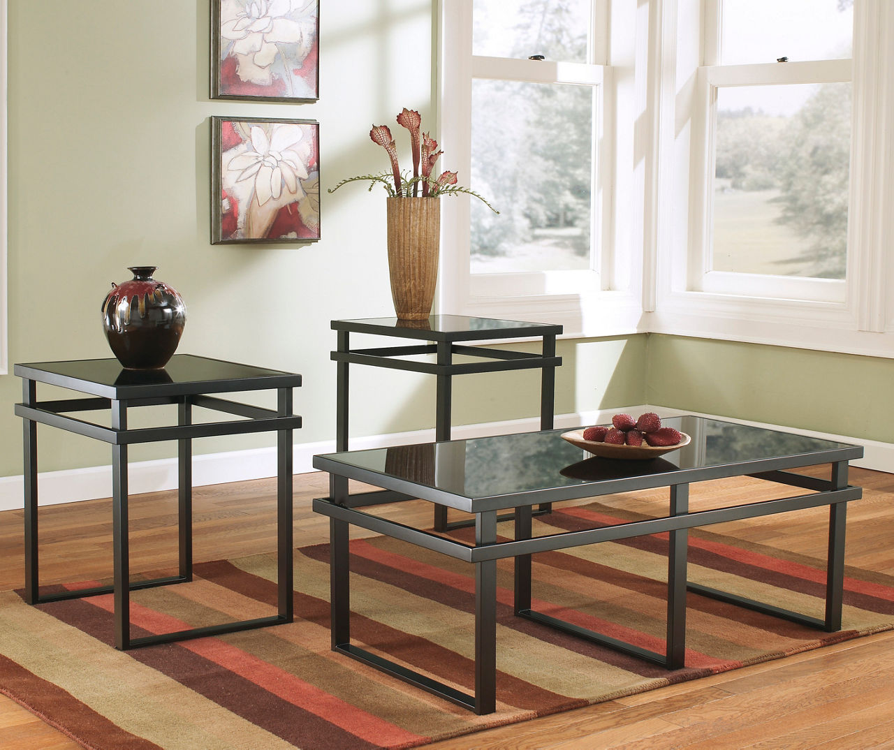 Signature Design By Ashley 3 Piece Laney Black Metal Occasional Table Set Big Lots