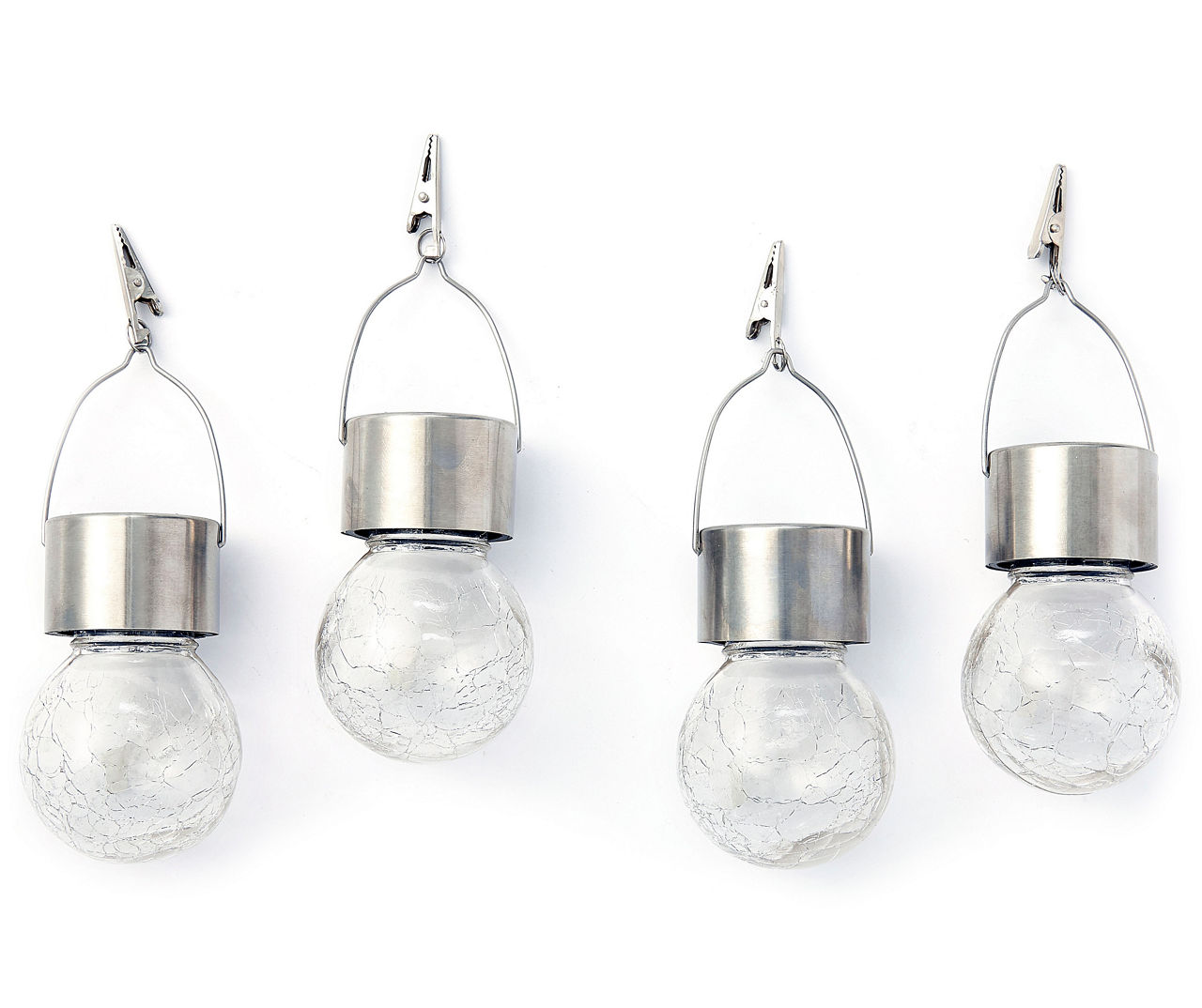 Real Living Cool White Crackle Glass LED Solar Umbrella Clip Lights, 4 ...