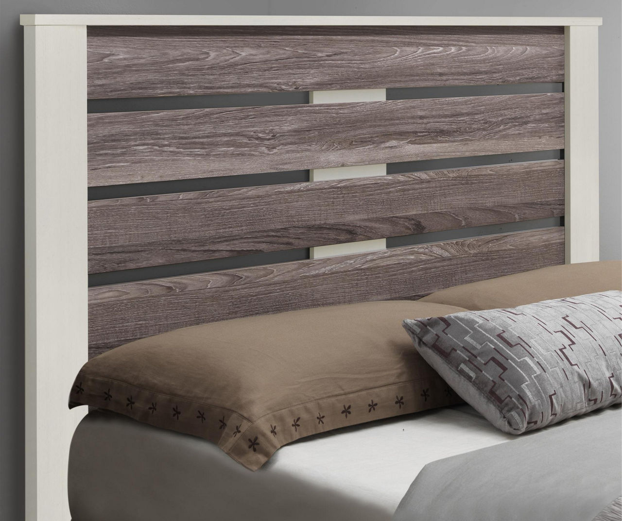 Ameriwood Ivory & Rustic Brown Slat Full Headboard | Big Lots