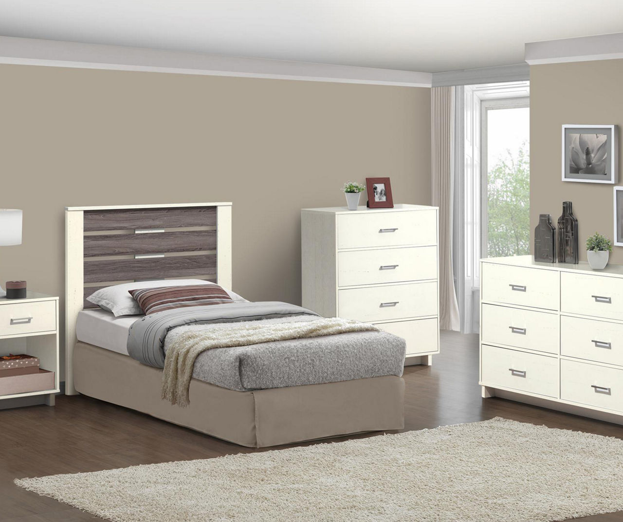 Ameriwood Ivory & Rustic Brown Slat Full Headboard | Big Lots