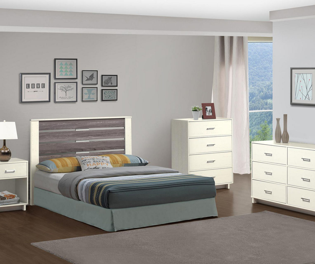 Ameriwood Ivory & Rustic Brown Slat Full Headboard | Big Lots