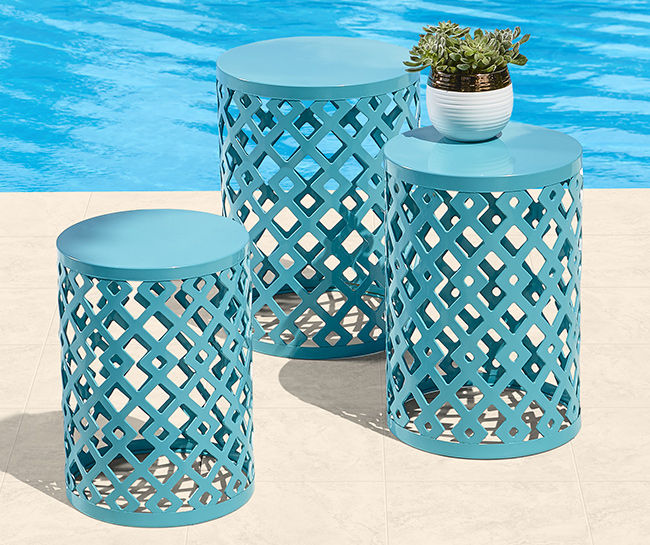 Wilson & Fisher 20.5" Turquoise Metal Garden Table | Big Lots